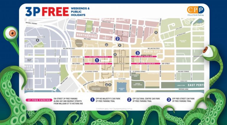 3 hours free Parking in Perth City Area.
